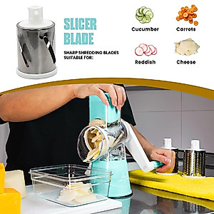 Sagno Cheese Grater | Rotary Cheese Grater with Handle and Cheese Shredder Rotary | Spinning Vegetable Chopper and Slicer Rotary Grater for Kitchen | Cheese Shredder with Handle | Kitchen Gadgets
