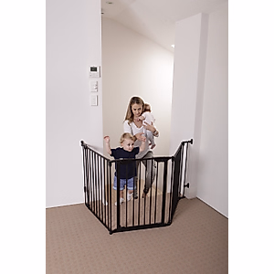Dreambaby Newport Adapta Baby Gate - Use at Top or Bottom of Stairs - for Straight, Angled or Irregular Shaped Openings (Black)