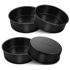 Homikit 6 Inch Cake Pan Set of 4, Stainless Steel Nonstick Round Cake Baking Pan Mold, Metal Birthday Wedding Smash Layer Cheesecake Pans for Circle Cake Pizza Pie Tart Quiche, Healthy & Oven Safe
