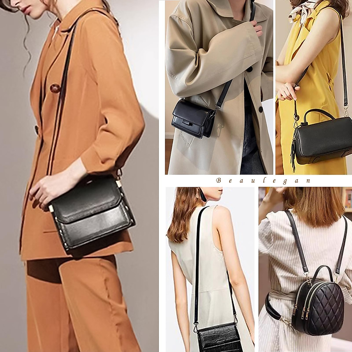 Beaulegan Classic Long Purse Strap Replacement, Microfiber Leather, Adjustable for Crossbody/Shoulder Bag, 0.7 Inch Wide (Black/Gold)