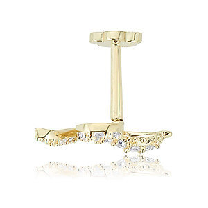 AVORA 14K Yellow Gold Simulated Diamond CZ Snake Cartilage Piercing Flat Back Earring Body Jewelry (18 Gauge)