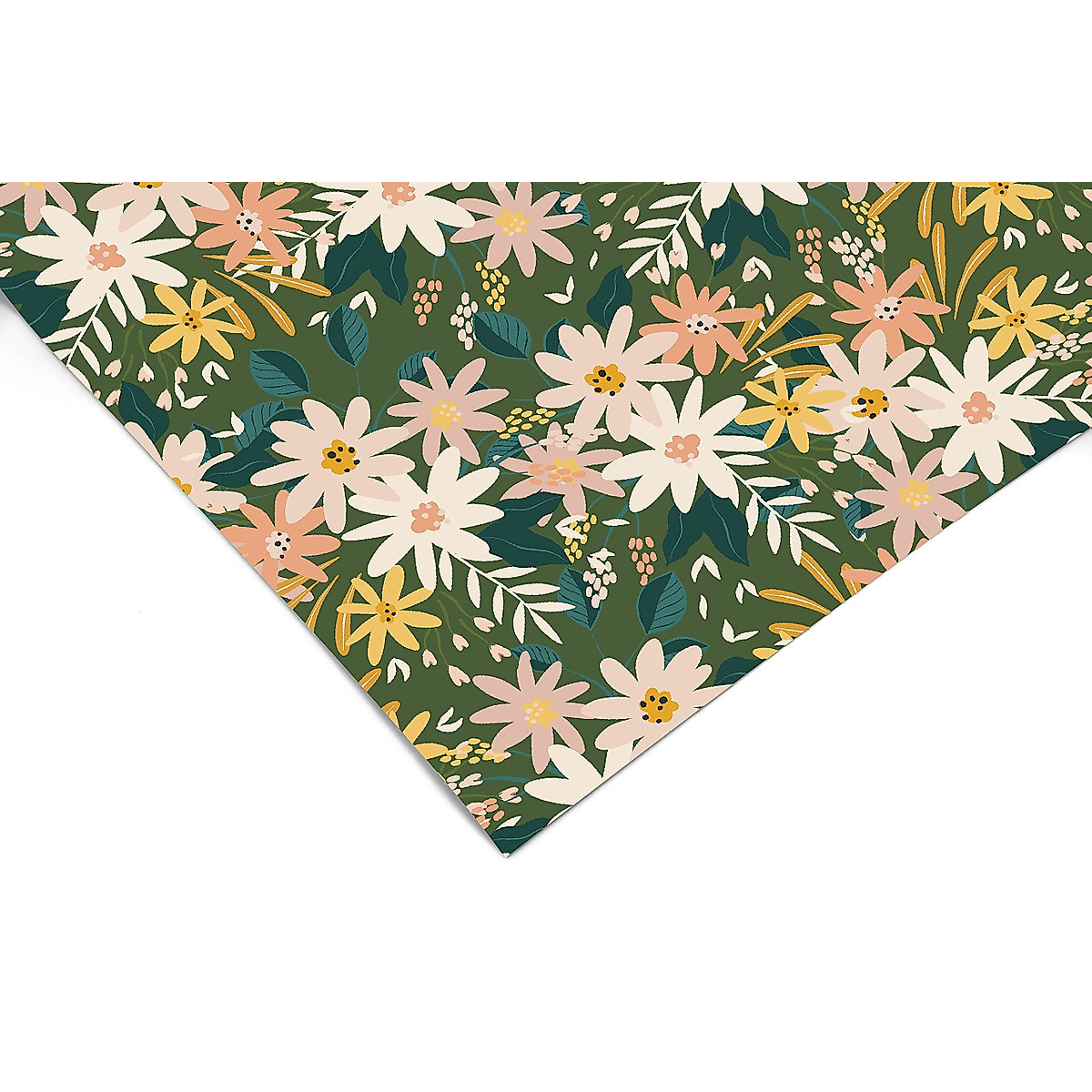 Green Floral Meadow Contact Paper | Shelf Liner | Drawer Liner | Peel and Stick Paper 666 18in x 72in (6ft)