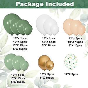 Amandir 143Pcs Baby Boxes Sage Green Baby Shower Decorations, Olive Green Balloon Garland Kit 4 Baby Blocks Gold Letter for Gender Neutral Boy Girl Safari Jungle Biythday Party Supplies