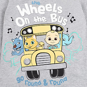 CoComelon JJ Kitty Infant Baby Boys 2 Pack Long Sleeve Graphic T-Shirts White/Heather Gray 18 Months