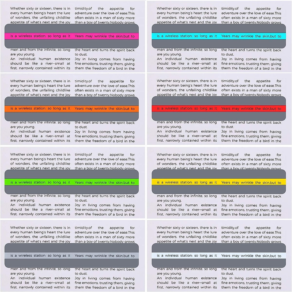 16 Pieces Guided Reading Highlight Bookmark Strips Colored Overlay Reading Tracking Rulers for Dyslexia, ADHD and to Reduce Visual Stress, 8 Standard Size and 8 Large Size