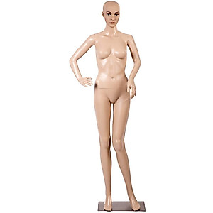 Female Mannequin Torso Dress Form Mannequin Full Body 69" Sewing Dress Model w/Metal Base Adjustable Detachable Mannequin Stand Clothing Form Realistic Mannequins Display