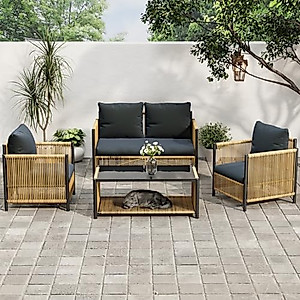 Breezluxe 4-Piece Patio Furniture Set Outdoor Furniture with Thick,Removable & Washable Cushion,Patio Conversation Sets for Backyard Porch Balcony (2 Armchair+Loveseat+Table)