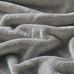 HYPREST Flannel Sheets King Size Deep Pocket, 250 GSM Micro Plush Velvet Sheets, Hotel Luxury Soft Breathable Grey King Bed Sheets Warm Fleece Sheets fits Mattress up to 24" in