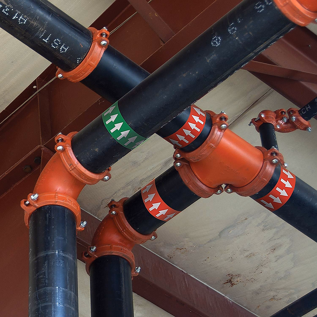 INCOM Manufacturing: Directional Flow Arrow Pipe Identification Vinyl Marking Adhesive Tape, 1 inch x 108 ft., Green/Black