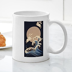 CafePress FULL MOON, WAVE, RABBITS Mugs Ceramic Coffee Mug, Tea Cup 11 oz