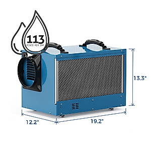 ALORAIR Commercial Dehumidifier 113 Pint, with Drain Hose for Crawl Spaces, Basements, Industry Water Damage Unit, Compact, Portable, Auto Defrost, Sentinel HD55