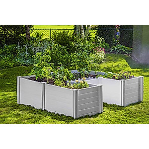 Vita Classic 6 Foot x 6 Foot x 22 inch White Vinyl Keyhole Garden with Composting Basket, BPA, Pthalate Free, VT17107