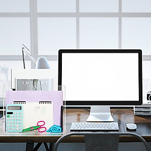 Vicenpal Slim Acrylic File Box with Handles, Clear File Box Organizer, Acrylic Desktop File Box for Home Work Office Desk File Documents Index Business Card Sorting Storage (2 Set)