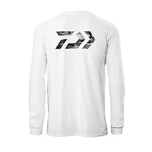 DAIWA D-VEC Gray CAMO Print Long Sleeve T-Shirt White L