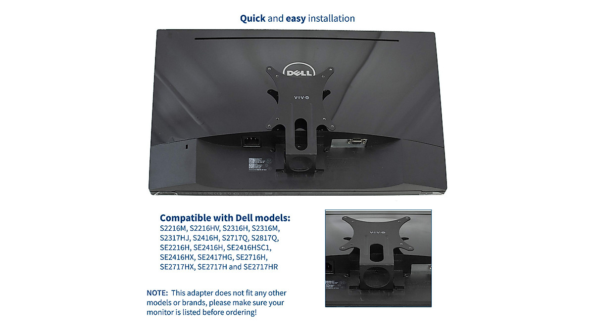 VIVO Quick Attach VESA Adapter Plate Bracket Designed for Dell SE2416HX ...