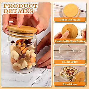 Zubebe 32 Pieces 7 oz Glass Spice Jars with Bamboo Lids and Labels, Large Clear Spice Containers with 660 Spice Labels Airtight Canisters Sets for Kitchen Seasoning Jars Storage Herbal Teas, Coffee