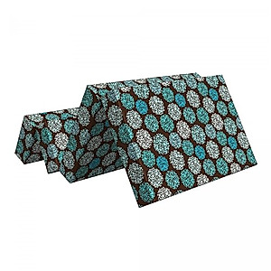 Ambesonne Brown and Blue Foldable Mattress, Dots and Circles, 74.8" x 39.4", Brown Turquoise White