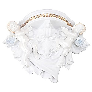 Haofy Creative European Angel Wall Shelf, Wall Decoration European Exquisite Beautiful Decoration Rack Floating Wall Shelf for Bedroom Living Room Kit(Pure White Gold)