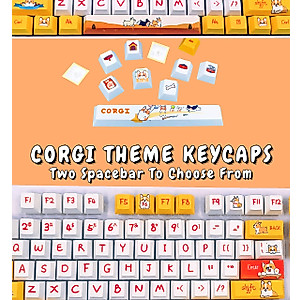 Corgi Dog Keycaps for Cherry MX Switches Cute Pets Mechanical Gaming Keyboard, PBT Key Caps Set（English Version）