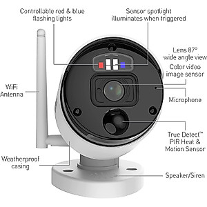 Swann NVW-800CAM 4K WiFi IP Digital Still Image Video Camera with Flashing Lights & Siren - 1 Pack