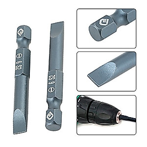 10pcs 50mm Slotted Screwdriver Bits Set Magnetic Flat Head 1/4 Inch Hex Shank,S2 Alloy Steel H6.3 * 50*SL6mm