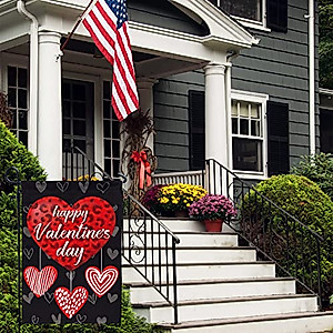 Happy Valentines Day Garden Flag , Heart Flag Burlap 12x18 Inches for Yard Outdoor Outside Hanging Decorations Vertical Flag