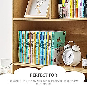 Plastic Bin Storage Organizer Basket Container with Handle for Home Office Kitchen Cabinet Pantry Shelf Organization Holds Notebook Books Food Ligne Collection Clear