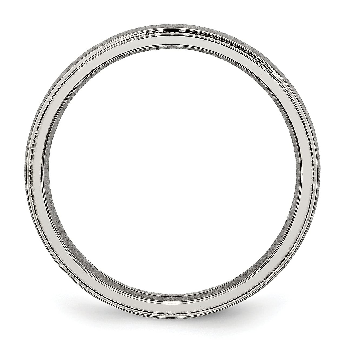 Lex & Lu Chisel Titanium Grooved and Beaded Edge 4mm Polished Band Ring