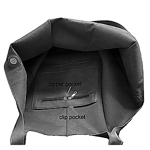 Oversized Soft Leather Shoulder Bag Foldable Hobo Bag Weekend Travel Tote (Grey)