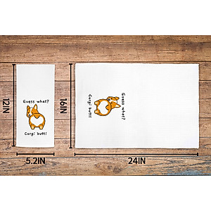 Cute Smiling Welsh Corgi Kitchen Towels Dishcloths 24"x16",Funny Puppy Dog Dish Towels Bath Towels Hand Towels,Gifts for Dog Lovers Girls Women,Corgi Mom Gifts