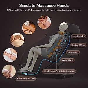 COMFIER 2023 Massage Chair Full Body,Gifts for Women,Men,Zero Gravity Recliner with SL Track, Bluetooth,Yoga Stretching,Compression,Foot Rollers,Heating,Shiatsu Kneading Chair Massager,Brown