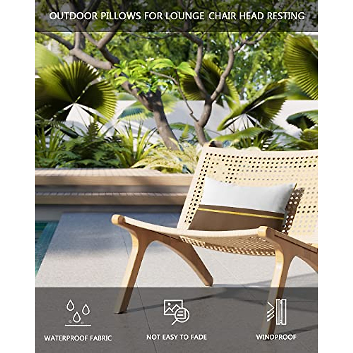 Prime Leader Recliner Head Pillow Ledge Loungers Chair Pillows with Insert Geometric Modern Art Yellow Stripes White Brown Lumbar Pillow with Adjustable Strap Outdoor Waterproof Patio Pillows, 2 PCS