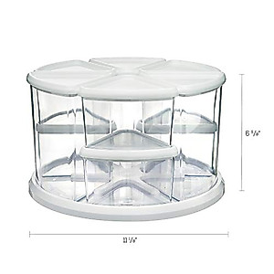 Deflecto Rotating Carousel Craft Organizer, 9-Canister, Includes 3" and 6" Canisters, Removable, Clear, Lids