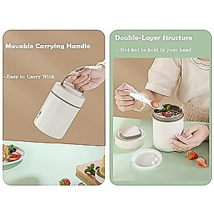 VEMJO 17 Oz Thermos for Hot Food Soup Thermos Insulated Food Jars Vacuum-Insulated Food Jar Stainless Steel Hot Food lunch Container with Folding Spoon Leak Proof (Blue)