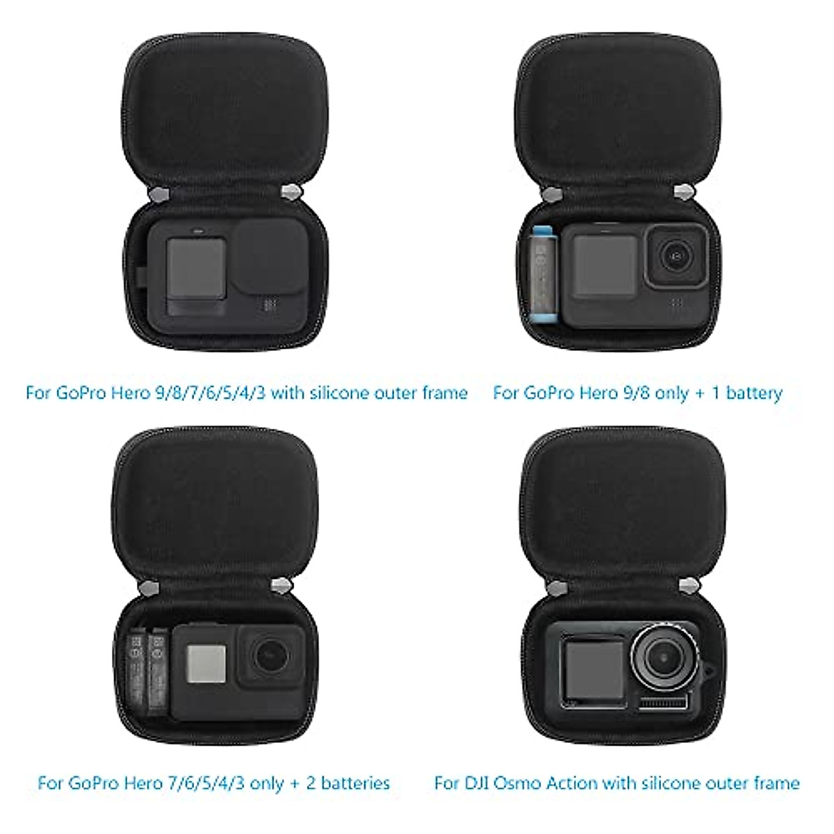 JSVER Case For GoPro Carrying Case for GoPro Hero 10, Hard Shell Travel Storage Case for Hero 11/10/9/8/7/6/5/4/3, Osmo Action 3, AKASO EK7000, Campark ACT74, YI Action Camera (Black)