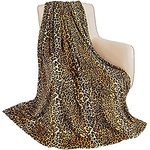 MACEVIA Flannel Fleece Throw Blanket for Couch Leopard Print Blanket Fuzzy Cozy Comfy Super Soft Fluffy Plush Cheetah Blanket for Bed Sofa 260GSM (Brown Leopard,50x60inches)