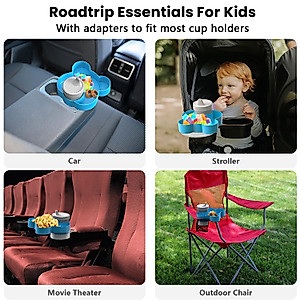 BlueOrigin Car Seat Snack Tray - Travel Tray for Kids Car Seat, Stroller, Booster and Anywhere with a Cup Holder, Toddler Road Trip Essentials Food Plate for Snacks, Toys, Entertainment (Blue)