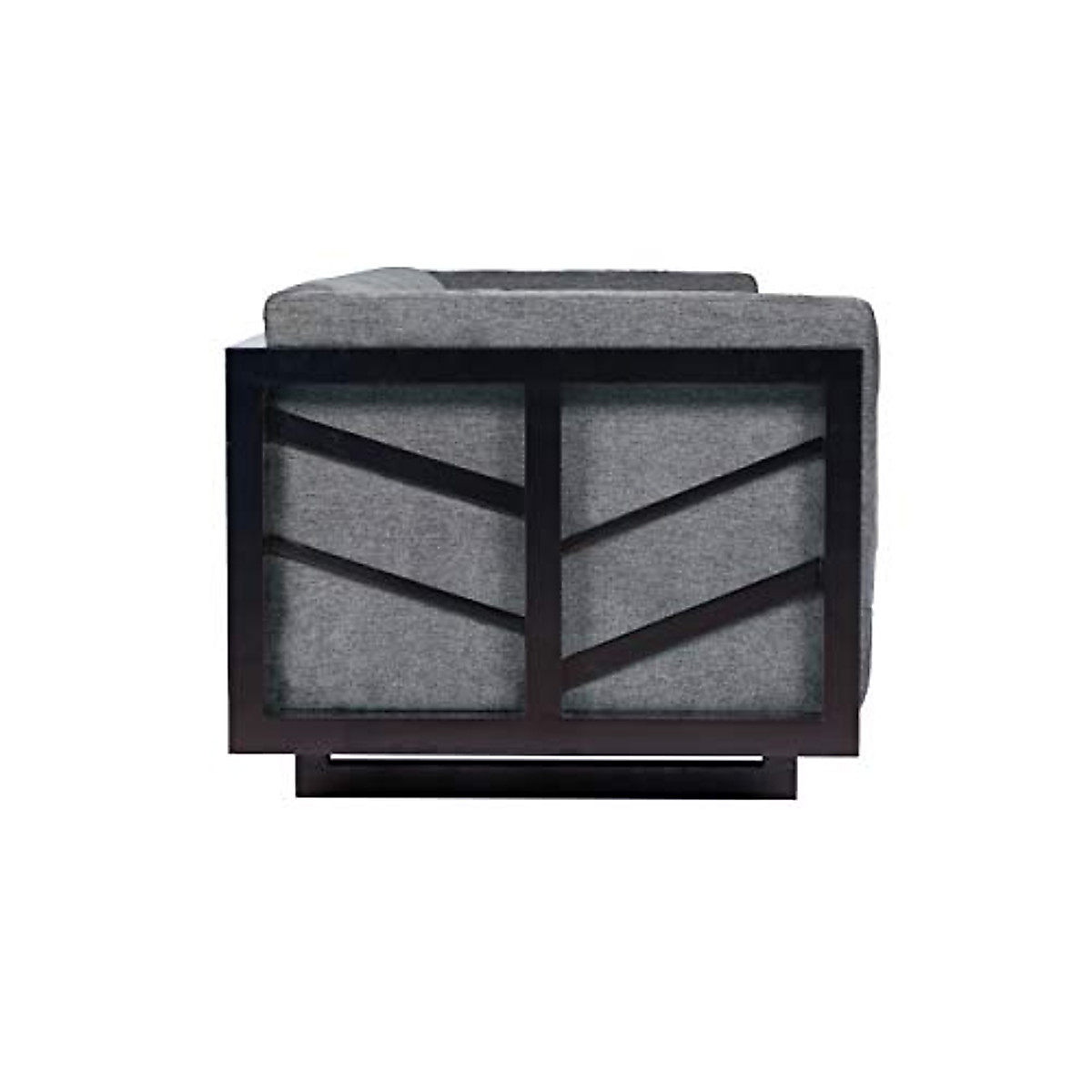 Iconic Home Arianna Sofa Linen-Textured Upholstery Espresso Finished Lattice Wood Frame, Modern Transitional, Grey