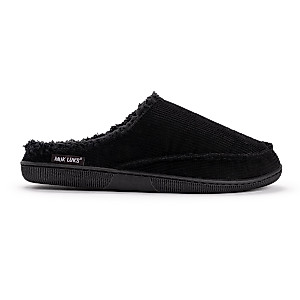 MUK LUKS Men's Corduroy Clogs Slipper, Black, 12