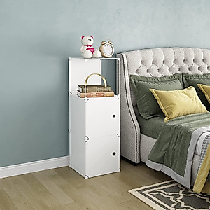 Aetic 3 Tier Cube Storage Storage Bathroom Storage Cabinet Bathroon Organizer Free Standing Side Storage Cubes with Doors 3 Cube White