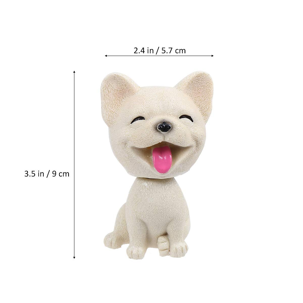 Amosfun Dashboard Nodding Heads Bobble Head French Bulldog Dog Car Dash Puppy Simulation for Car Vehicle Cake Decoration Decor Home Decorative