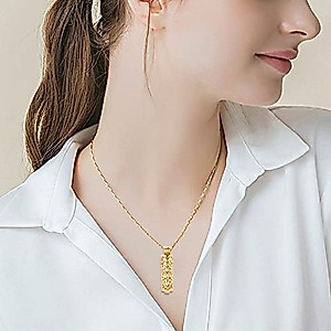 Imrsanl Cremation Jewelry Urn Necklace for Ashes Pendant with Hollow Glass Vial Cylinder Cremation Keepsake Memorial Lockets Ashes Holder for Women Men Pet (Gold)