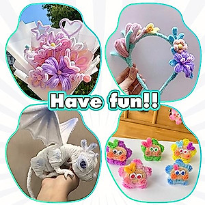 LUNARM 300 PCS Pipe Cleaners, Pipe Cleaners Crafts with Scissors Chenille Stems for Art and Craft Projects, Pipe Cleaners Chenille Stems Creative DIY Decorations (Yellow)