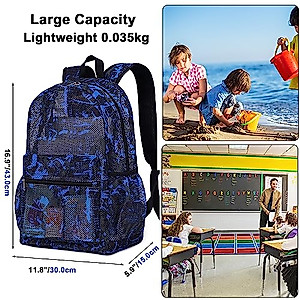 Bluboon Mesh Backpack Boys Girls Bookbags Kids Casual Bags Student Bookbags Semi -Transparent Waterproof Backpack Bags for Beach