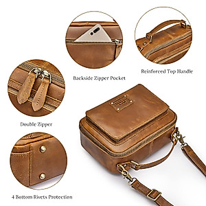 S-ZONE Genuine Leather Crossbody Purses for Women Vintage Top Handle Handbags Shoulder Bag
