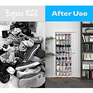 Ojadd Over The Door Shoe Organizer With 35 Large Clear Mesh Pockets, Sturdy Door Organizer Hanging For Closet, Door, Wall, Suitable Shoe Organization And Clothes Storage