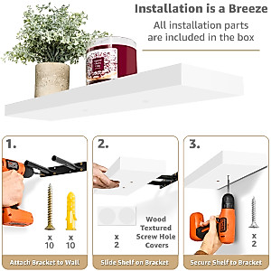 Sorbus Floating Shelf Large 24 x 9 - Hanging Wall Shelves Decoration — Perfect Trophy Display, Photo Frames — Extra Long 24 Inch (White)