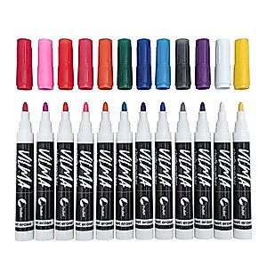 VILMA Liquid Chalk Markers Window Markers for Cars Glass pens Wet Erase Markers Washable Blackboard Markers for Car Window, Mirrors,Signs,Crafts, 2MM Tip 12 Pack,12 Colors