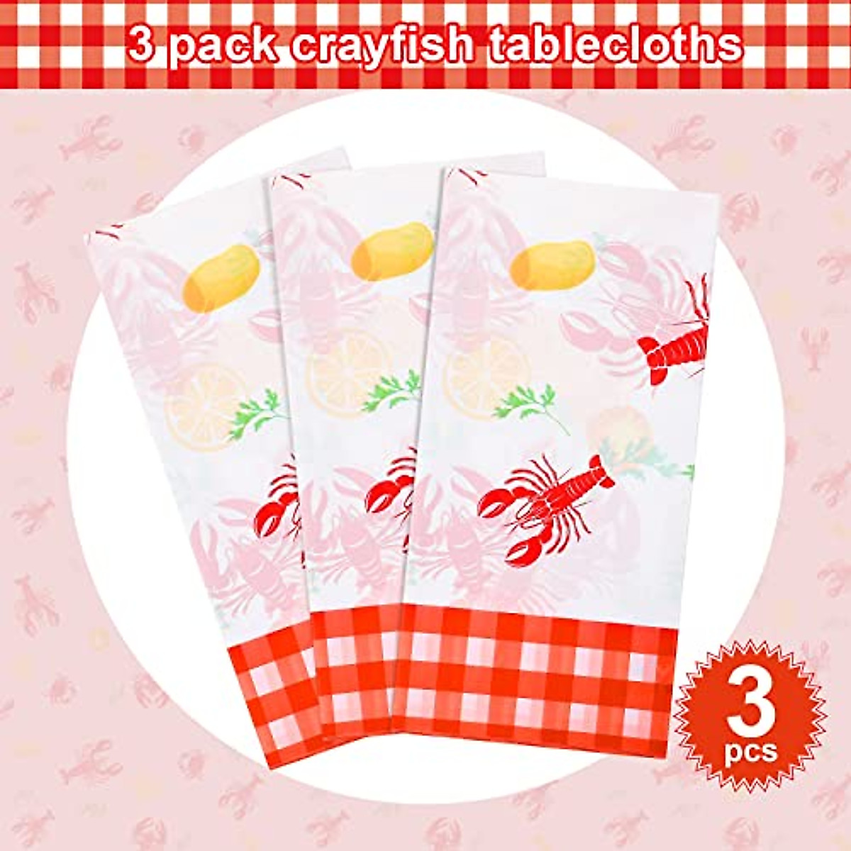 Crawfish Party Tablecloths Lobster Birthday Table Covers Red Lobster Crab Party Party Supplies for Seafood Festivals Birthday Party Decorations, 108 x 54 Inch