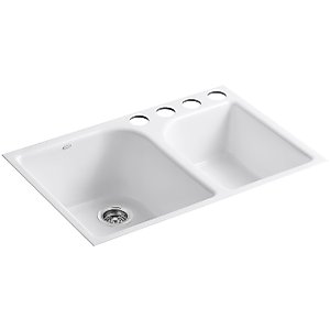 Kohler K-5931-4U-0 Executive Chef Undercounter Kitchen Sink, White